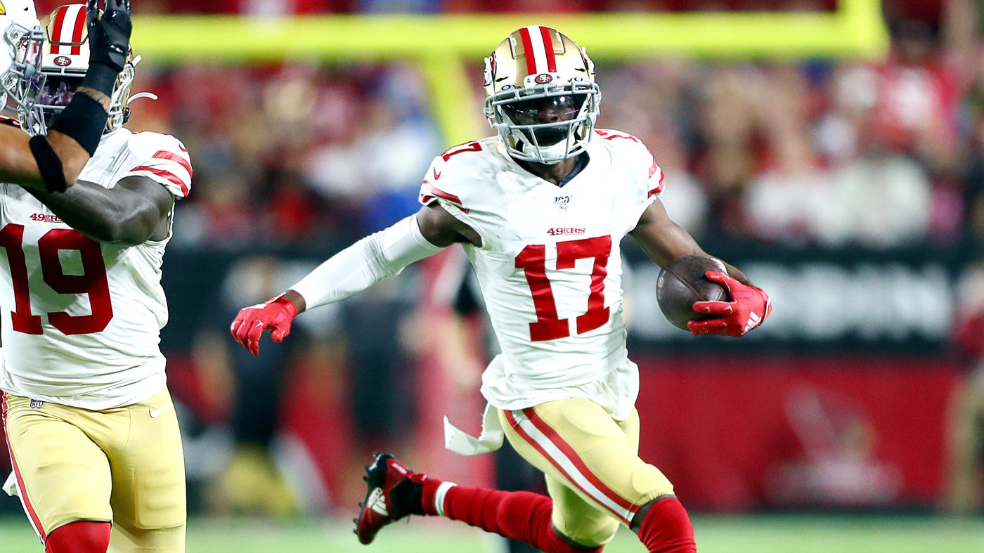 49ers' Emmanuel Sanders prepares to play in his 17th game of the season ...
