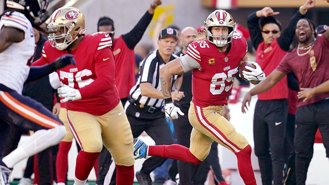 How PFF graded George Kittle, other 49ers in win over Bears, plus snap ...