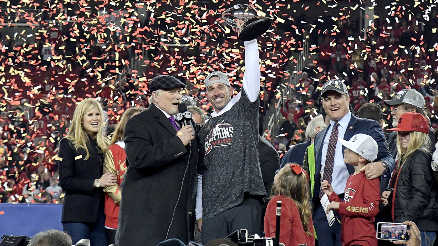 Watch Mike Shanahan hand the George Halas Trophy to his son, 49ers ...