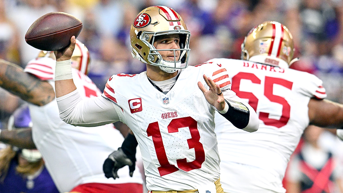 49ers' Brock Purdy reacts to returning against Bills after shoulder ...